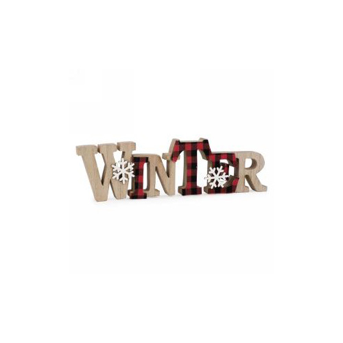 Red Plaid "Winter" sign, 5 x 9H" | Christmas Village Shop