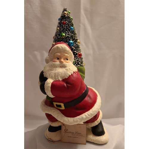 Merry & Bright Santa With Tree | Christmas Village Shop